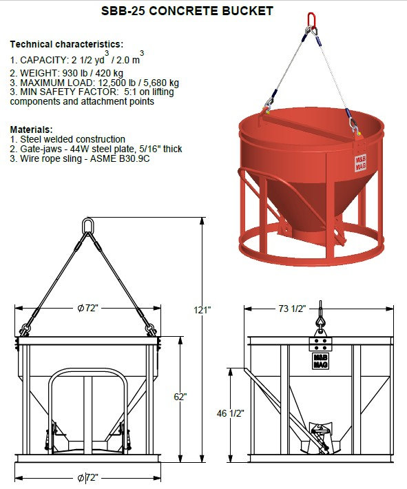 Large steel concrete bucket